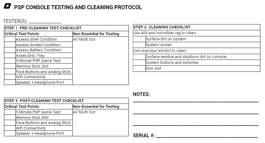 Black PSP System (Model 1000) - Certified Tested & Cleaned – Retro ...