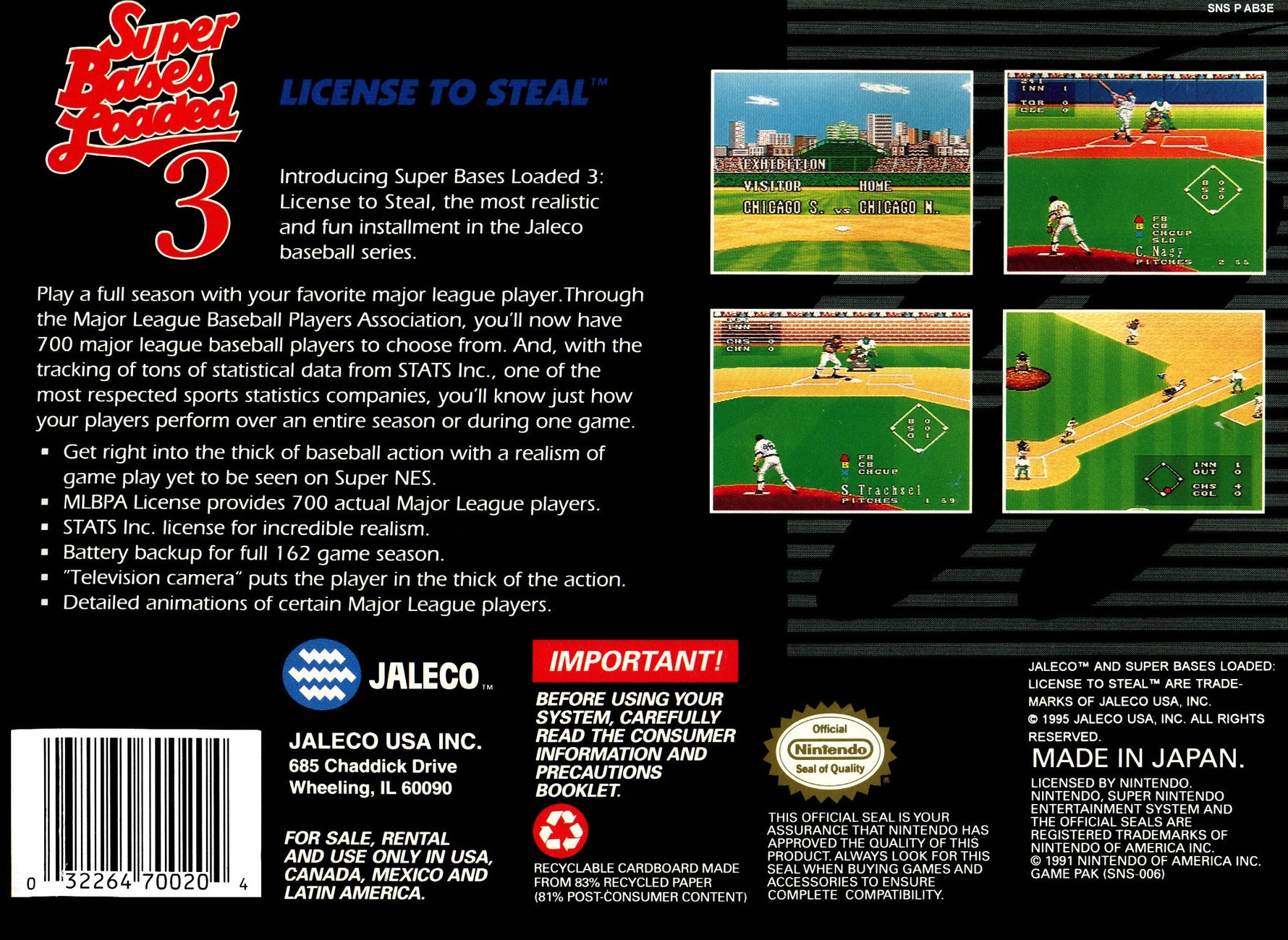 Super Bases Loaded 3 - Super Nintendo – Retro Island Gaming