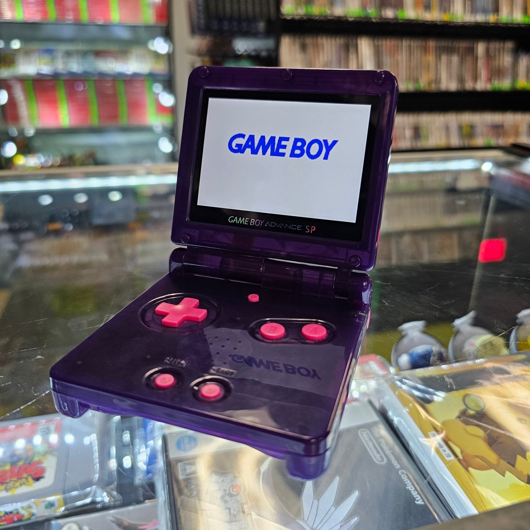 Modded GameBoy Advance SP w/ New IPS Screen & Gengar Reshell with 15 B ...